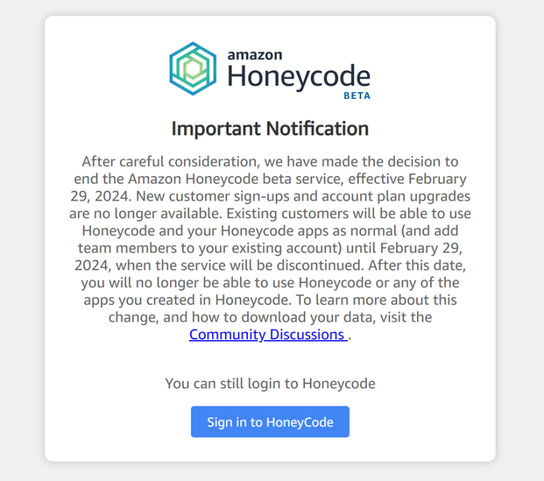 AWS Honeycode Is Dead. What are Alternatives?