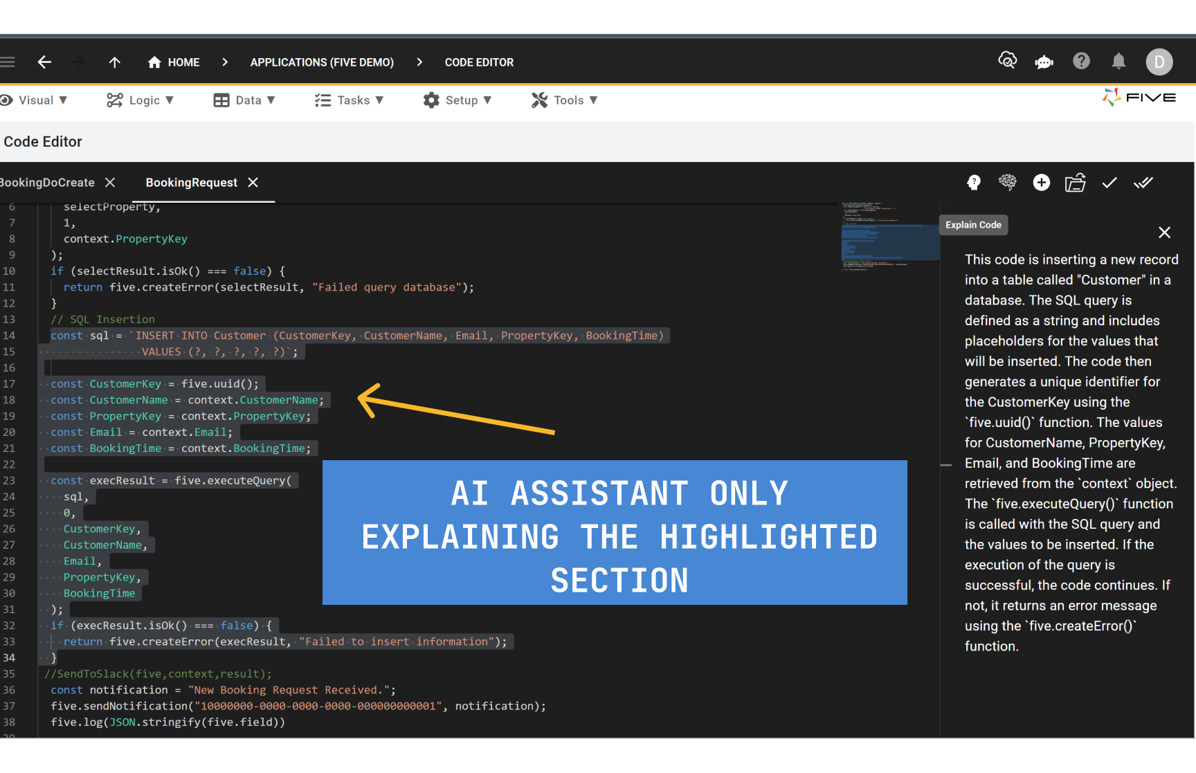 How To Use The AI Assistant And Code Editor | Five